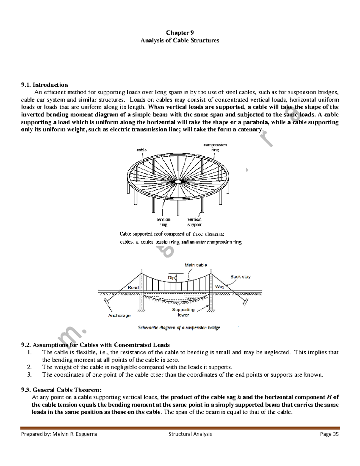 Analysis of Cable Structures - Chapter 9 Overview (ENG 101) - Studocu