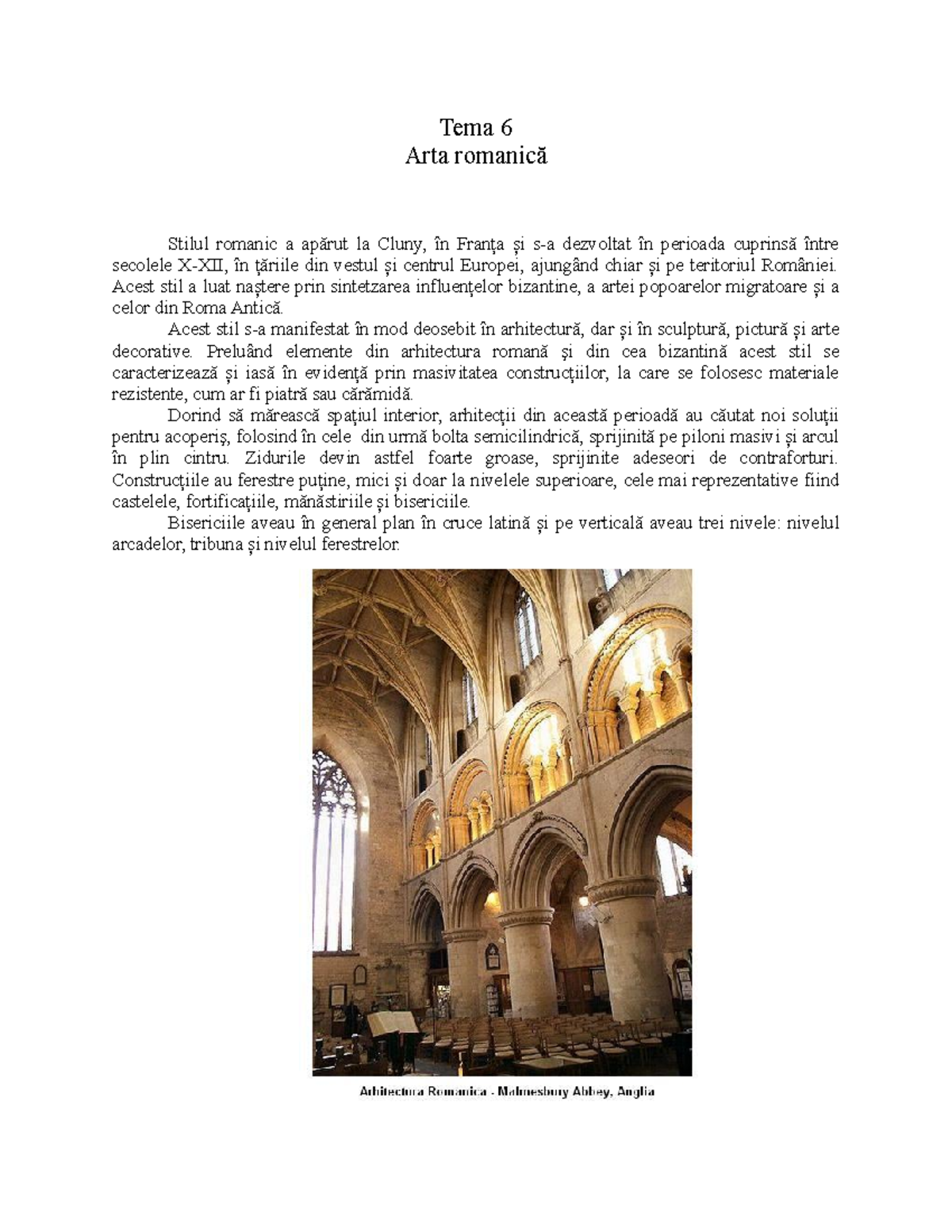 Tema 6 - Tema 6 Arta romanică Stilul romanic a apărut la Cluny, în ...