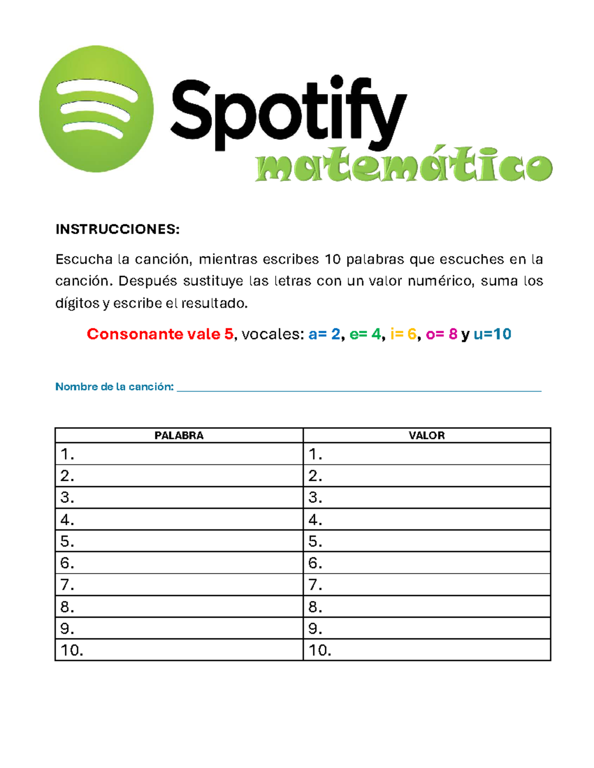 Actividades de Matemáticas - Spotify Matemático - Studocu