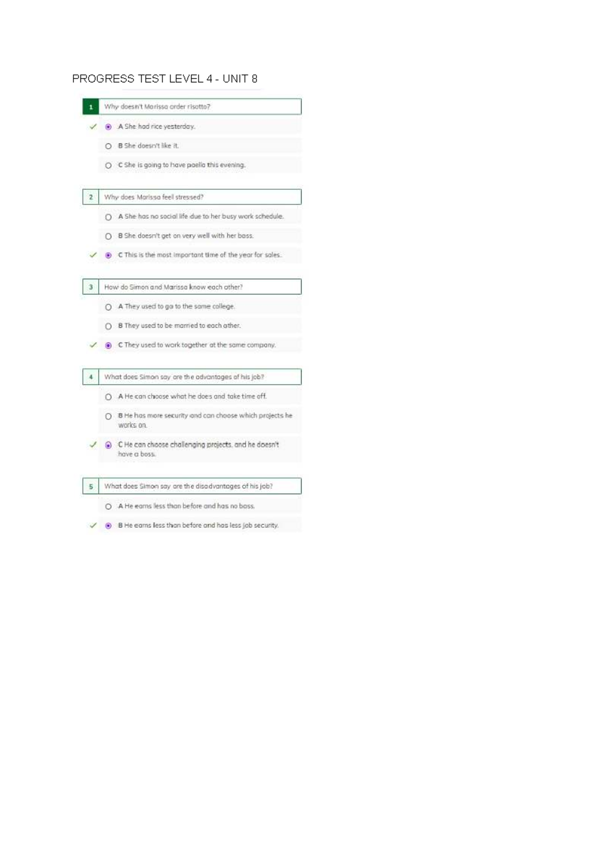 Progress Test Level 4 - Unit 8 Study Guide - Studocu