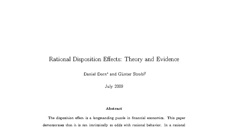 Dorn and Strobl 2009 WP Rational disposition effects - Rational ...