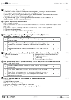 Test Ryby, Płazy i Gady klasa 6 - Grupa A | strona 1 z 2 1 2 3 4 5 6 7 ...