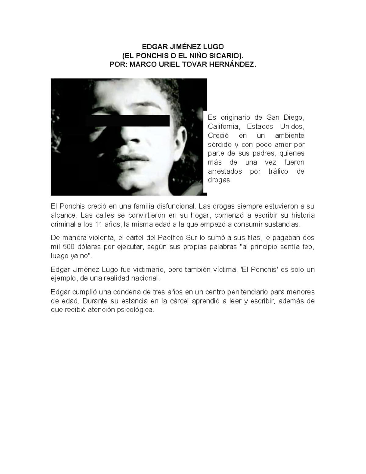 Entrevista a Edgar Jiménez Lugo: La Historia de El Ponchis - Studocu
