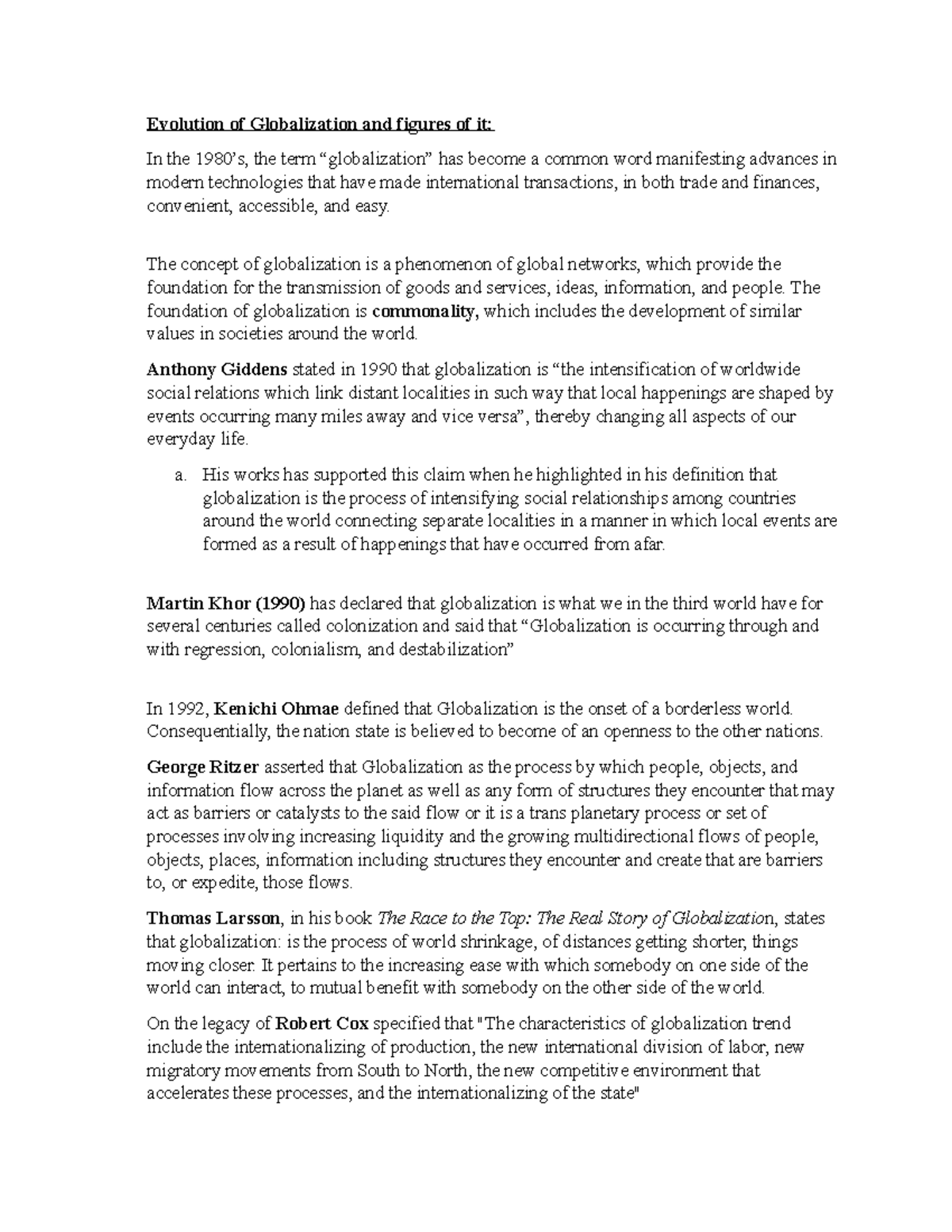 Globalization Review for TCWD: Preliminary Insights and Analysis - Studocu