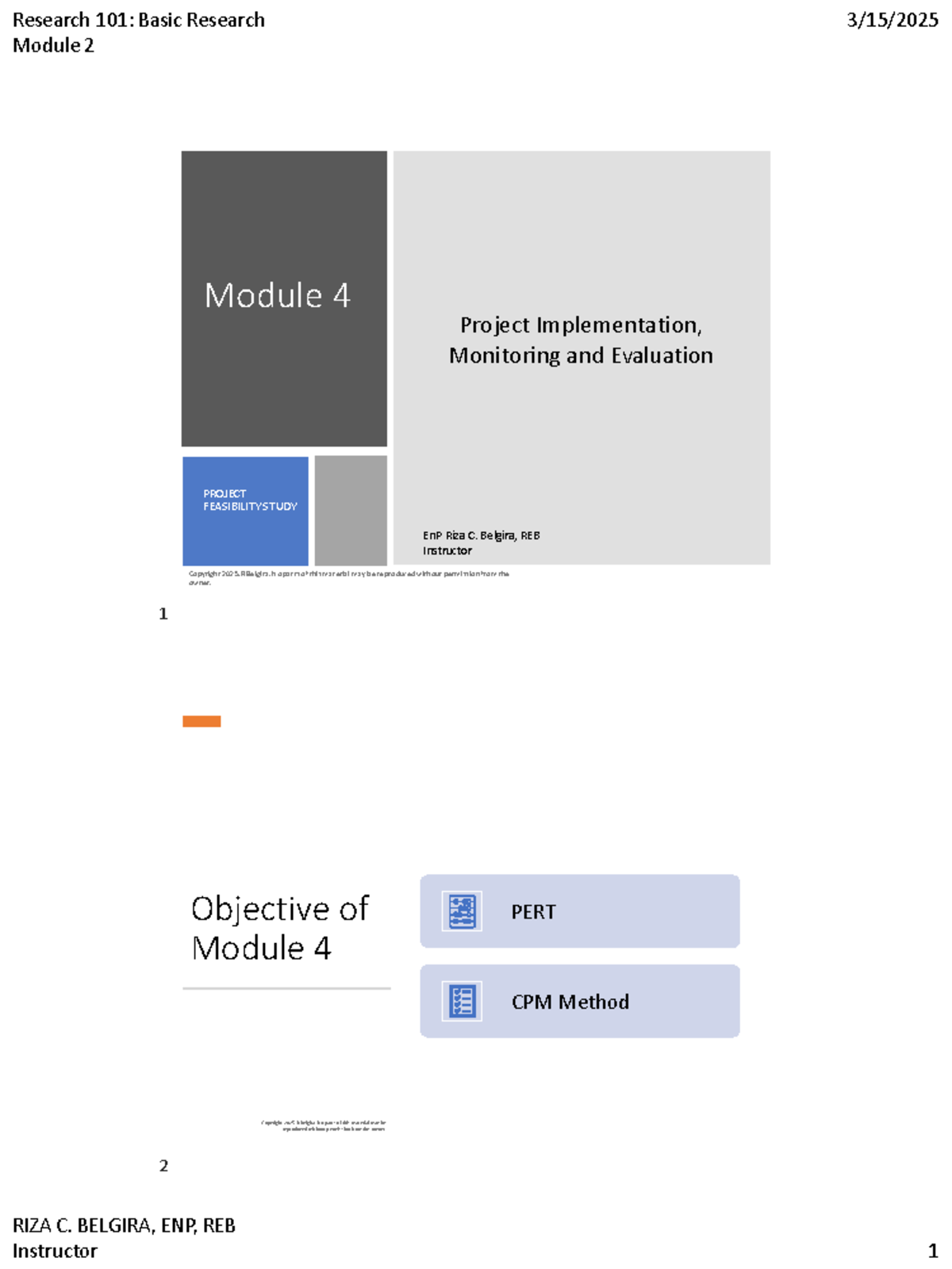 Research 101: Module 4 Project Implementation & Evaluation PFS - Studocu