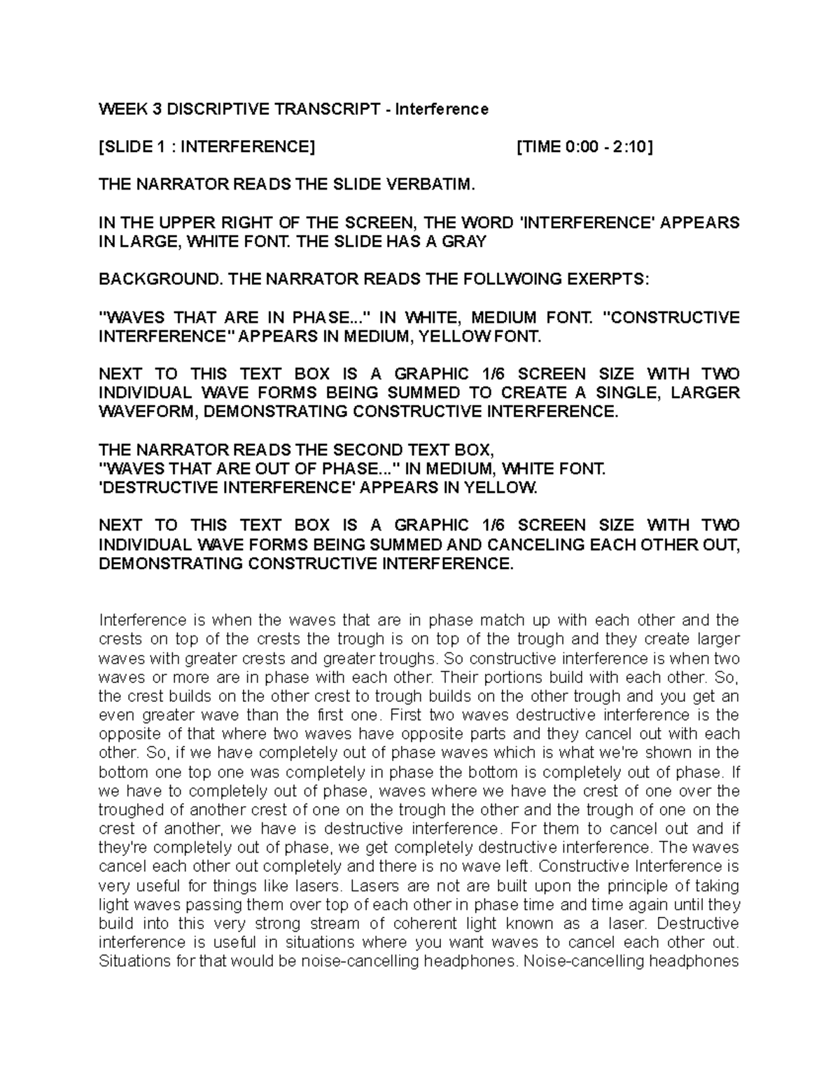 WEEK 3: Descriptive Transcript on Interference Concepts - Studocu