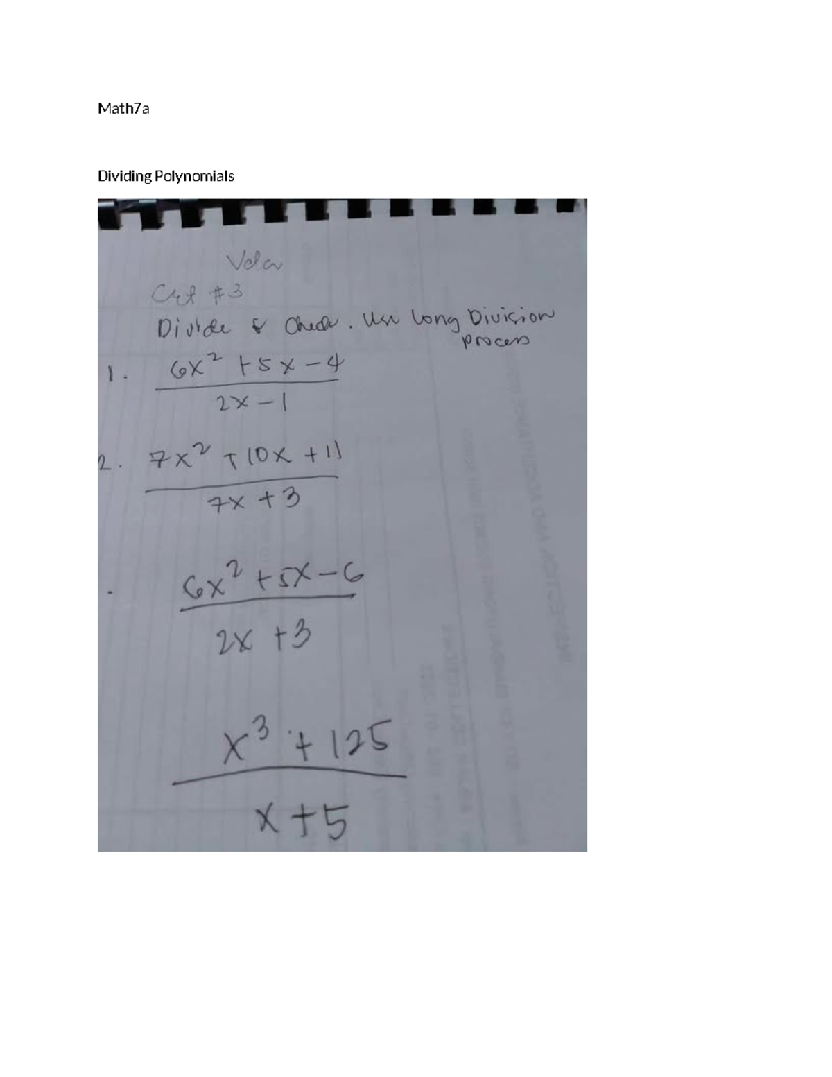 MATH7A Review: Dividing Polynomials & Key Concepts - Studocu