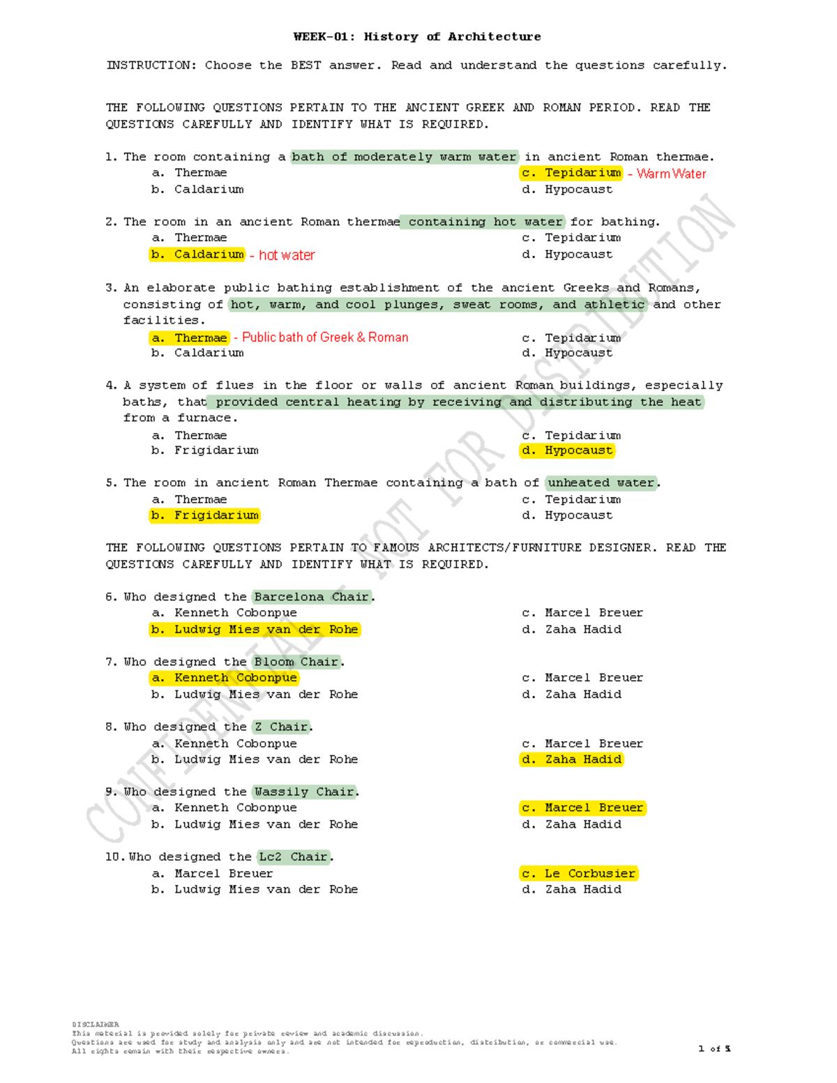WEEK 1 - HOA Quiz on Ancient Greek & Roman Architecture - Studocu