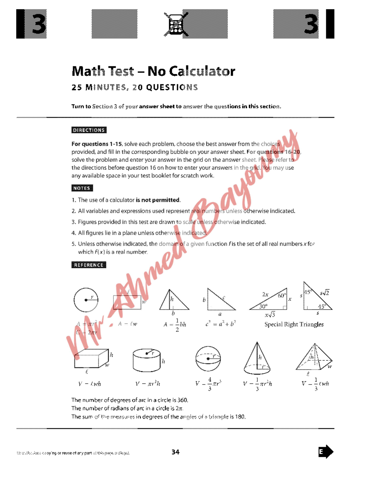 3-2021us Explained Mr - imp - 3 3 Math Test No Calculator 25 MINUTES ...