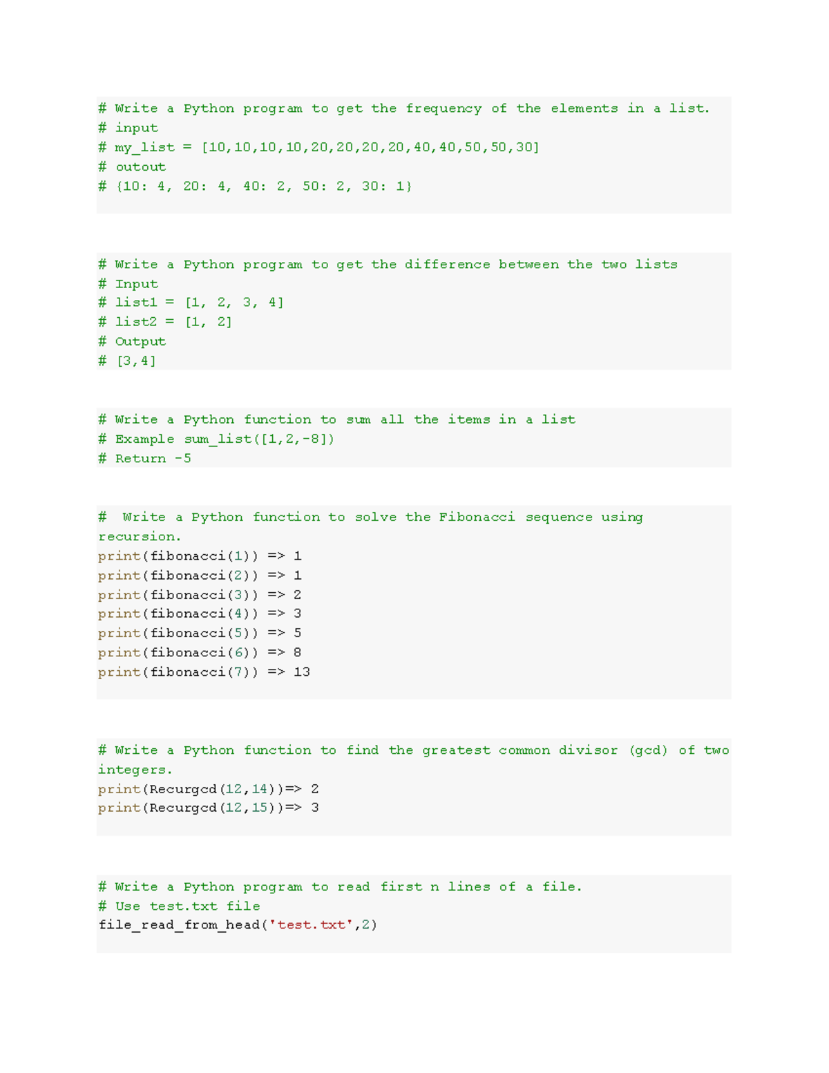 Python Programming Exercises: Frequency, Lists, and Functions - Studocu