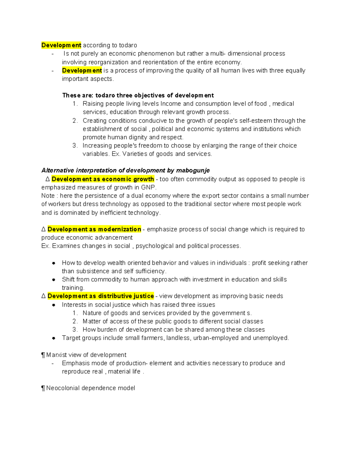ECON 101: Economic Development Review - Chapter 1 Insights - Studocu