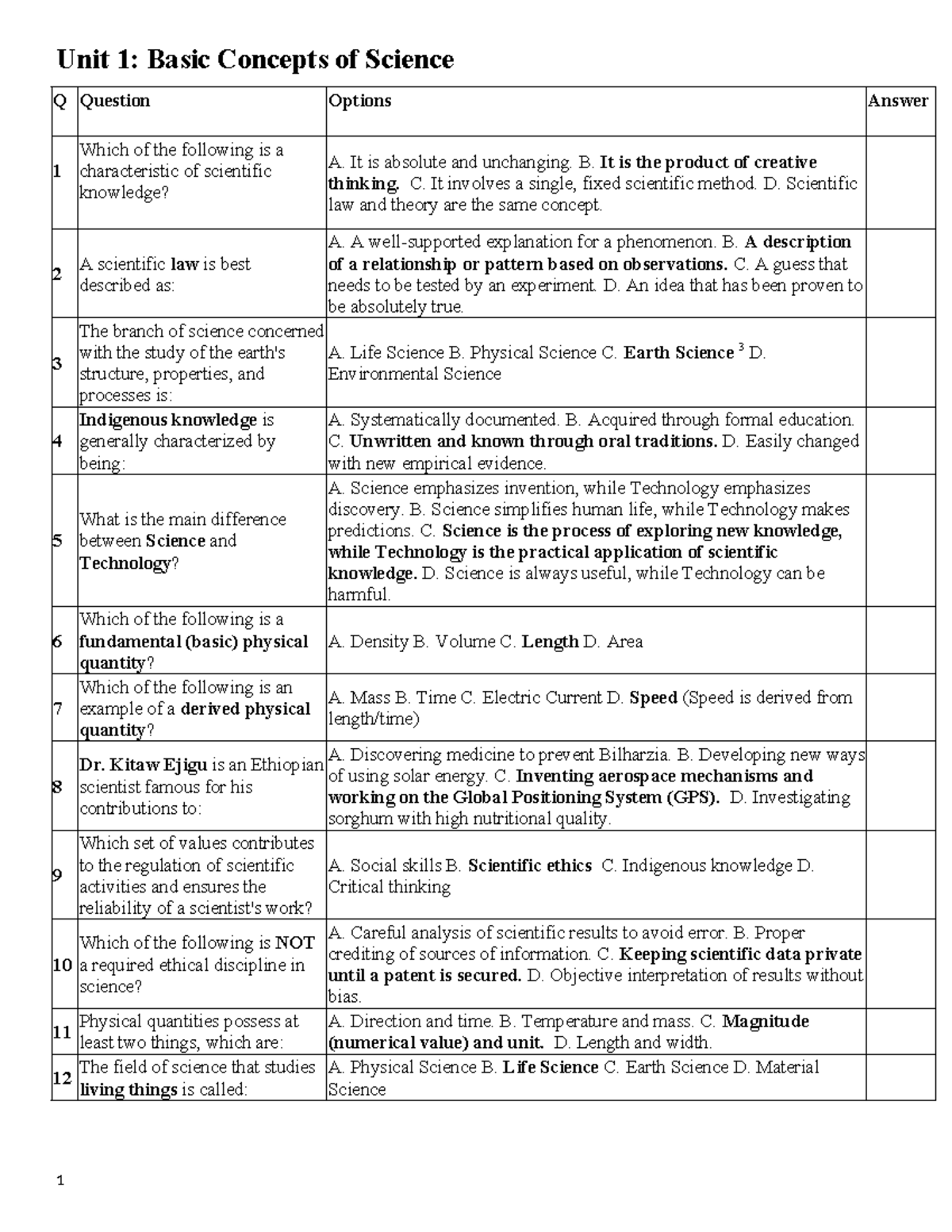 GS 1-3: General Science for Grade 7 - Unit 1 & 2 Questions and Answers ...