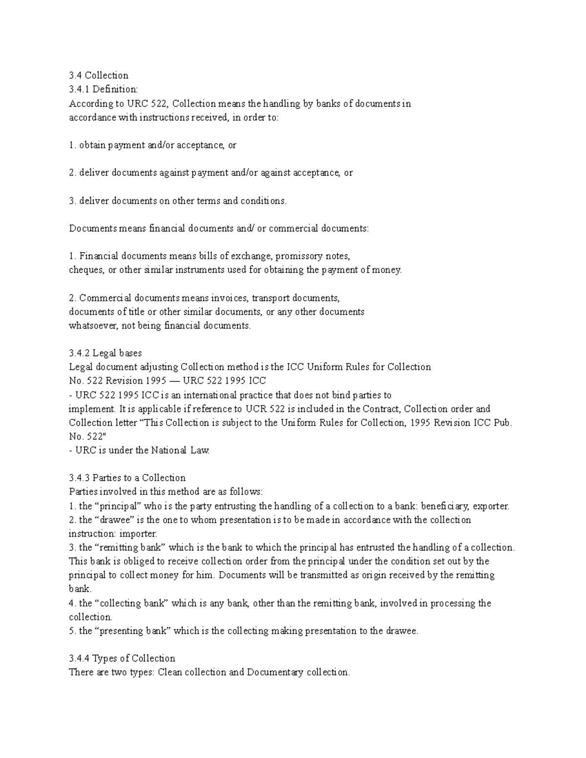 URC 522 1995 ICC - Understanding Collection Methods in Banking - Studocu