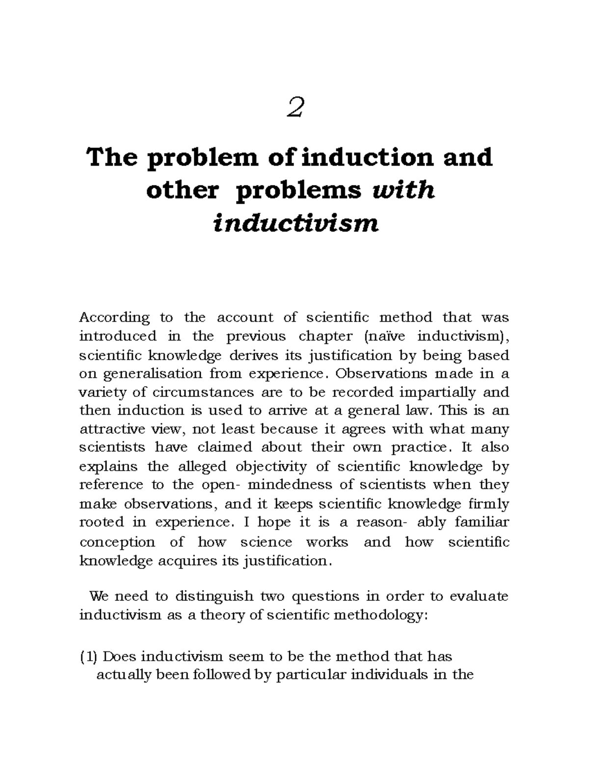 Hume's Problem of Induction and Its Implications on Knowledge - 2 The ...