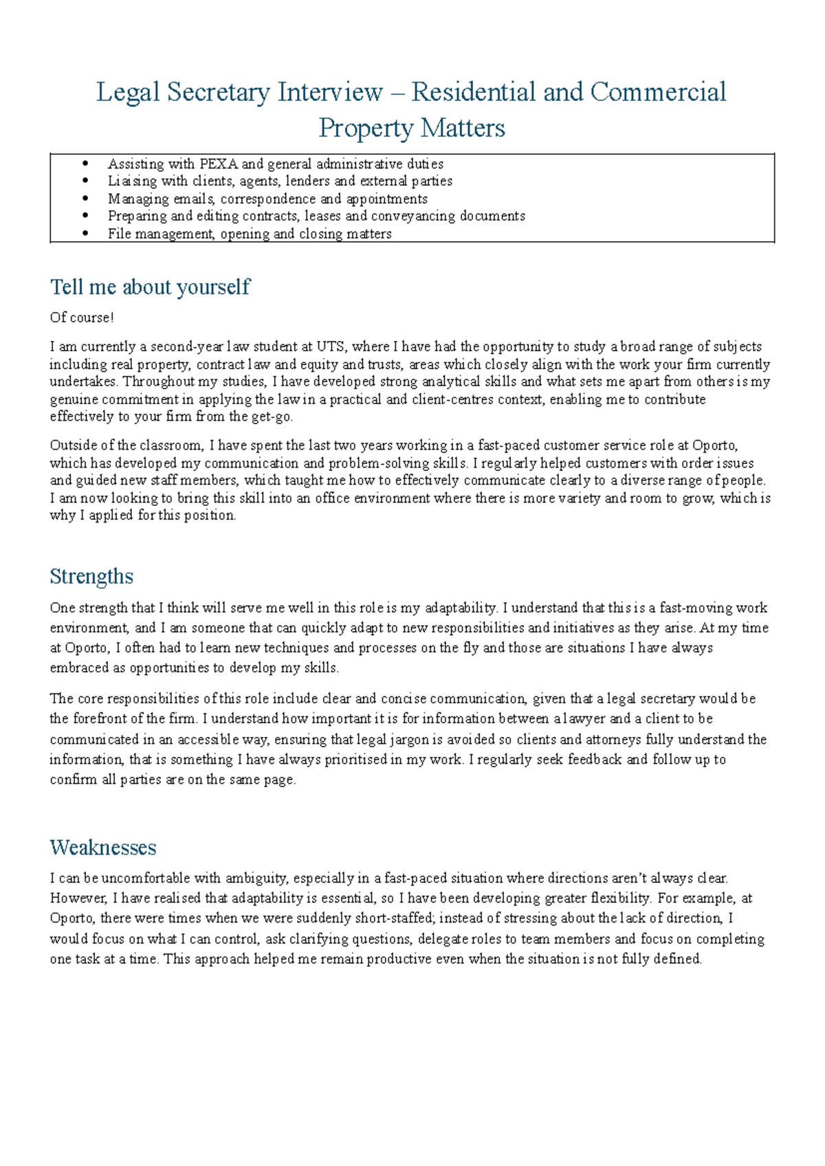 Interview Preparation for Legal Secretary Role - Receptionist ...