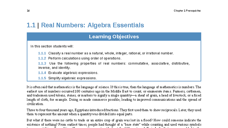 14 FLA ALG U01 R1: Real Numbers & Algebra Essentials Overview - Studocu