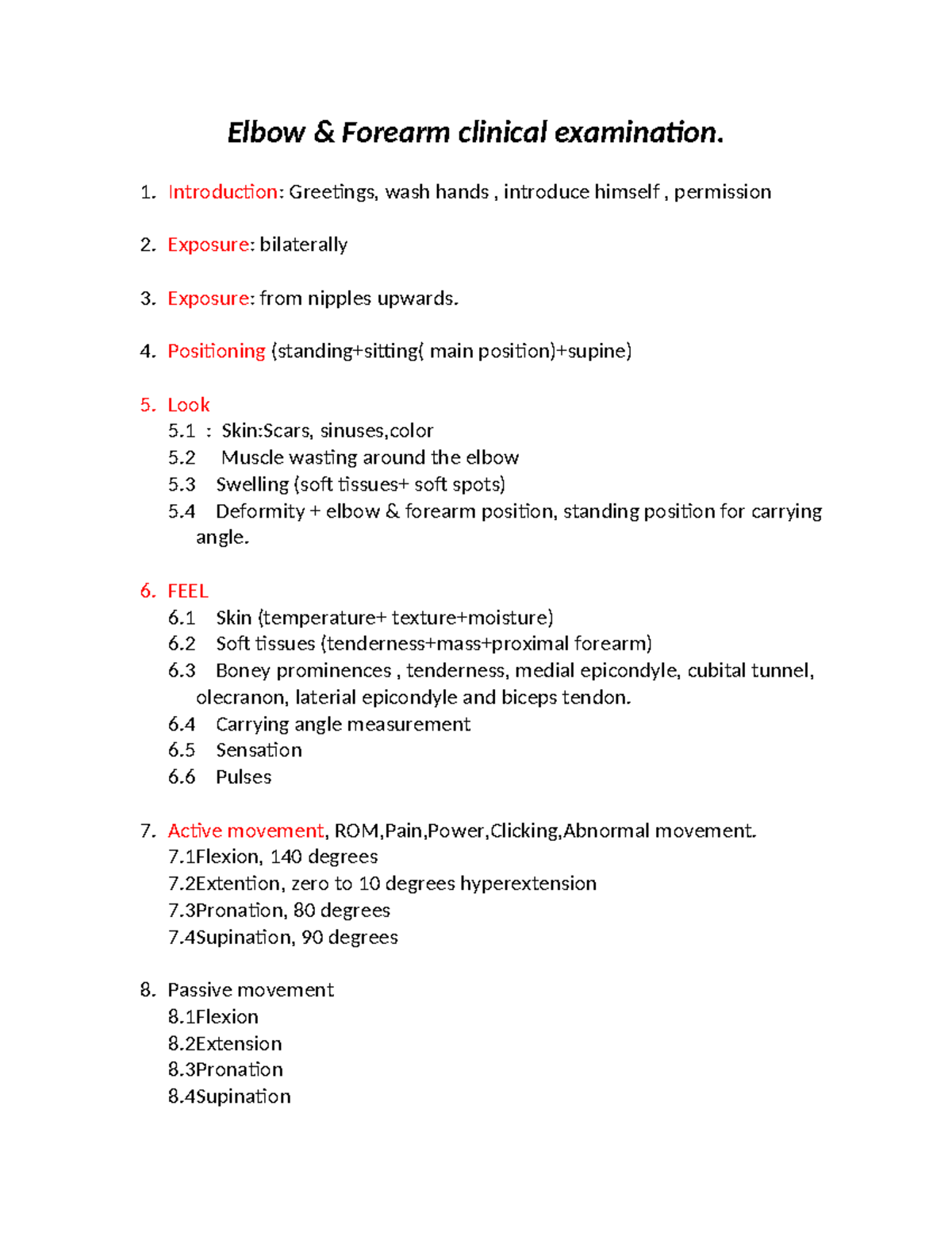 Elbow forearm examination - Elbow & Forearm clinical examination ...