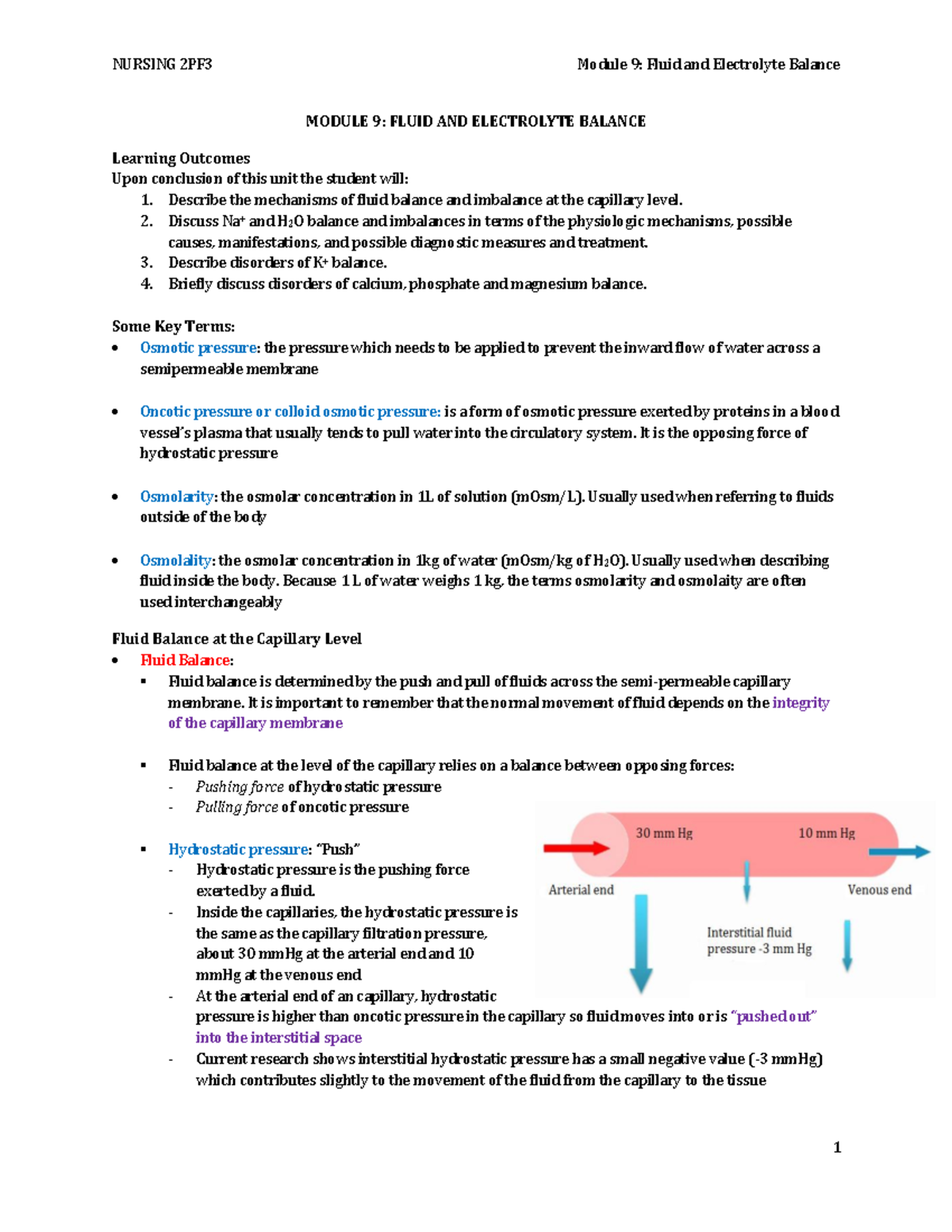 Pathophysiology 09 - Fluid and Electrolyte Balance - NURSING 2PF3 ...