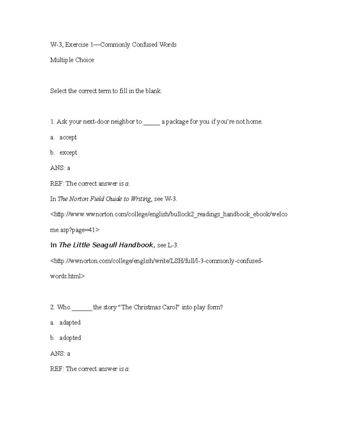 Confused words- Lesson - W-3, Exercise 1—Commonly Confused Words ...