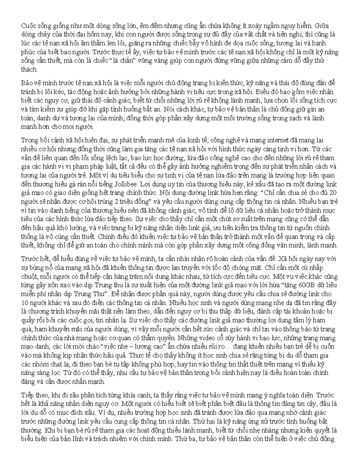 Văn - Kỹ Năng Tự Bảo Vệ Trước Tệ Nạn Xã Hội - Studocu