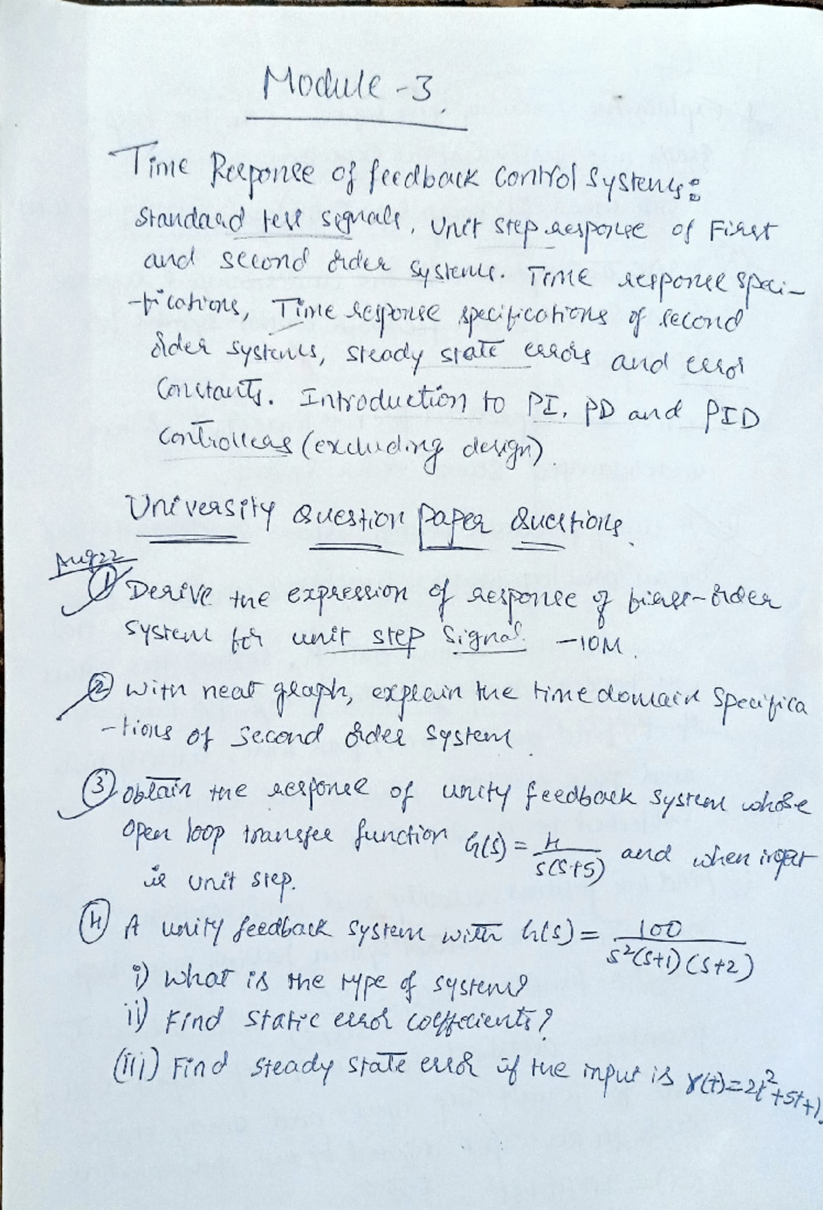Module 3 Complete Notes on Control Systems (749611663) - Studocu