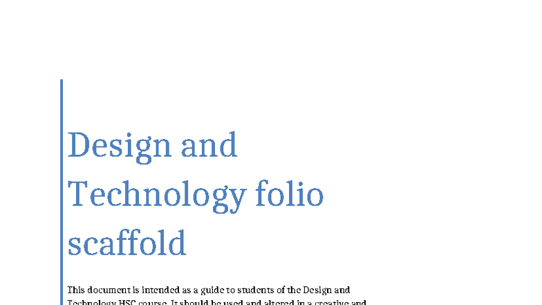 DT HSC Folio Scaffold: Guide for Major Project Development 2024 - Studocu