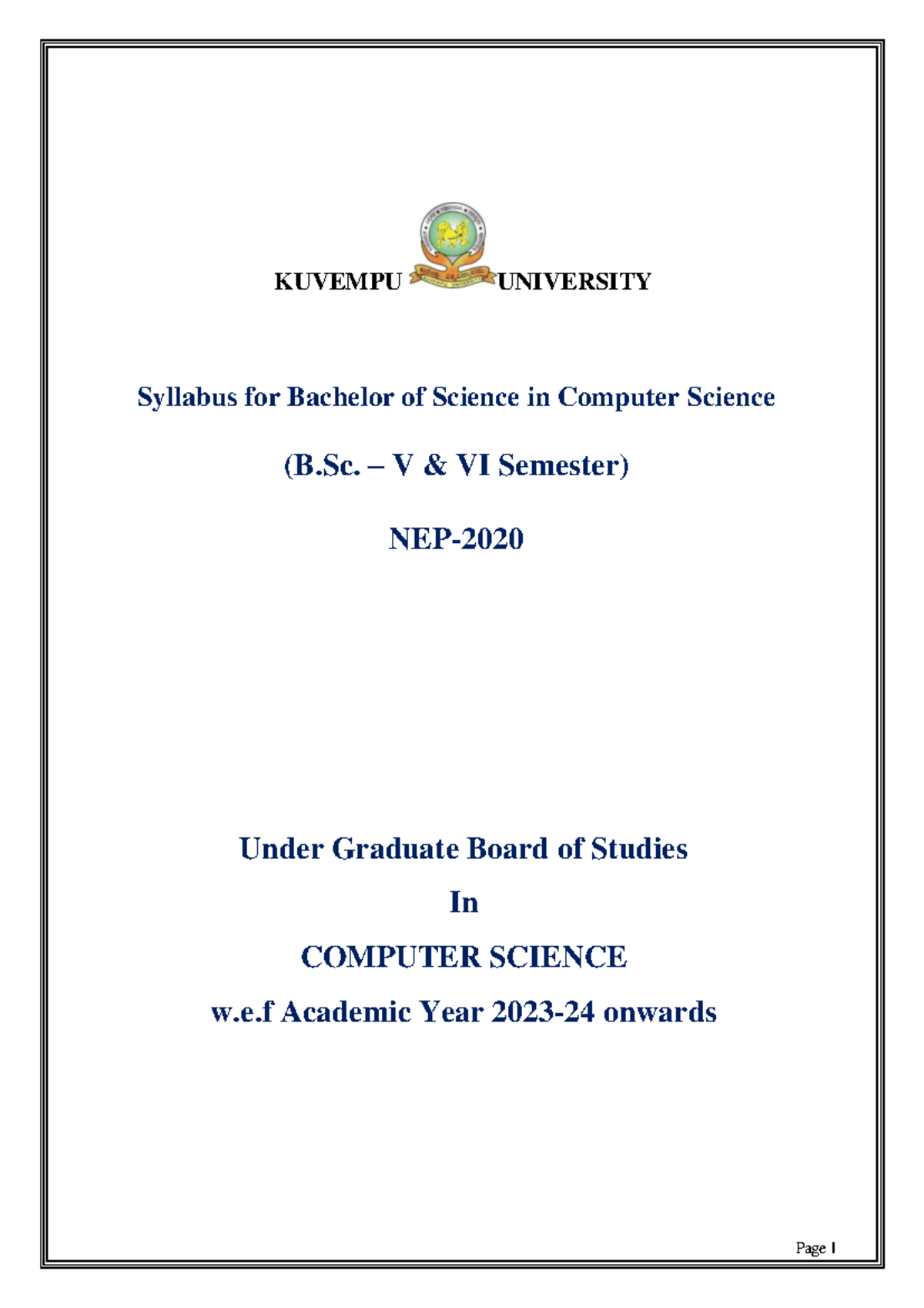 Final B.Sc. CS Syllabus for Sem V & VI (KUVEMPU UNIVERSITY) - Studocu