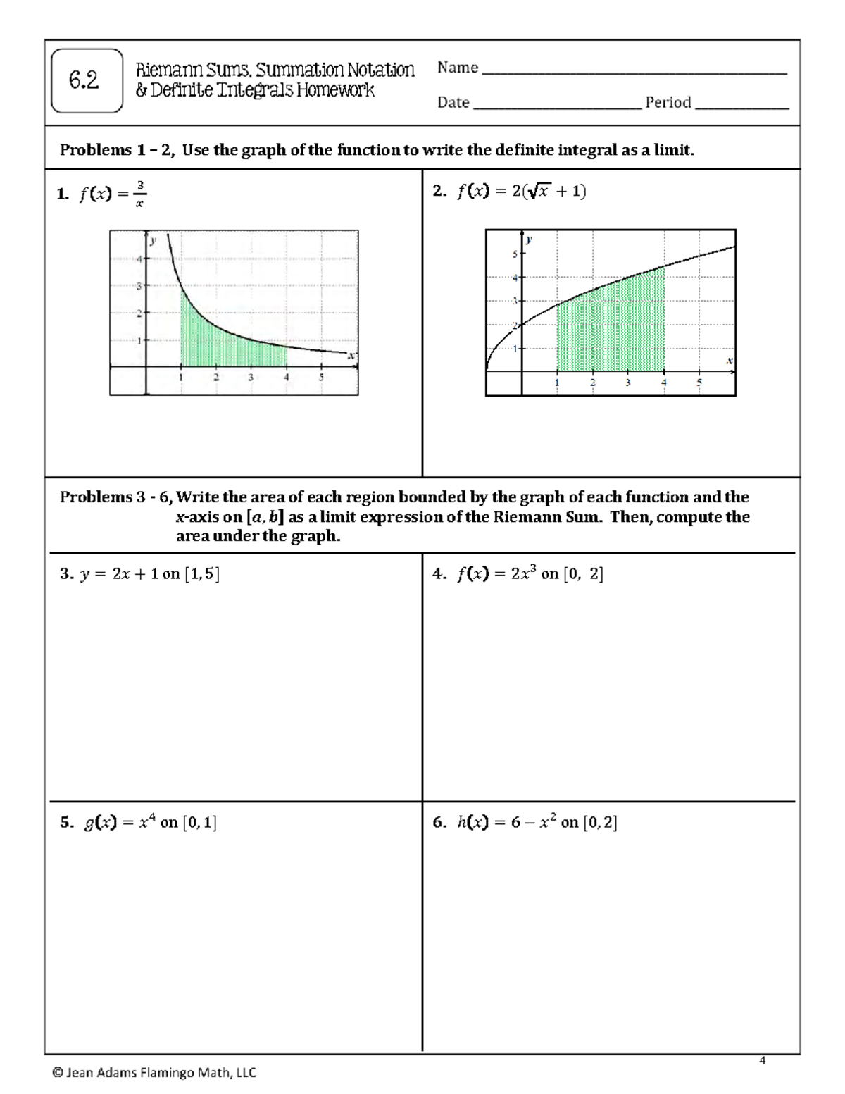 AP Calc 6.2 HW - Riemann Sums and Definite Integrals - Studocu