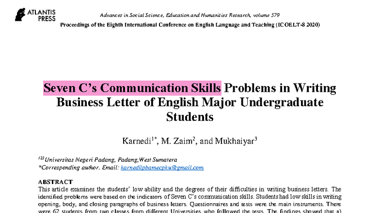 7 C's of Business Letter Writing: Challenges for English Majors - Studocu