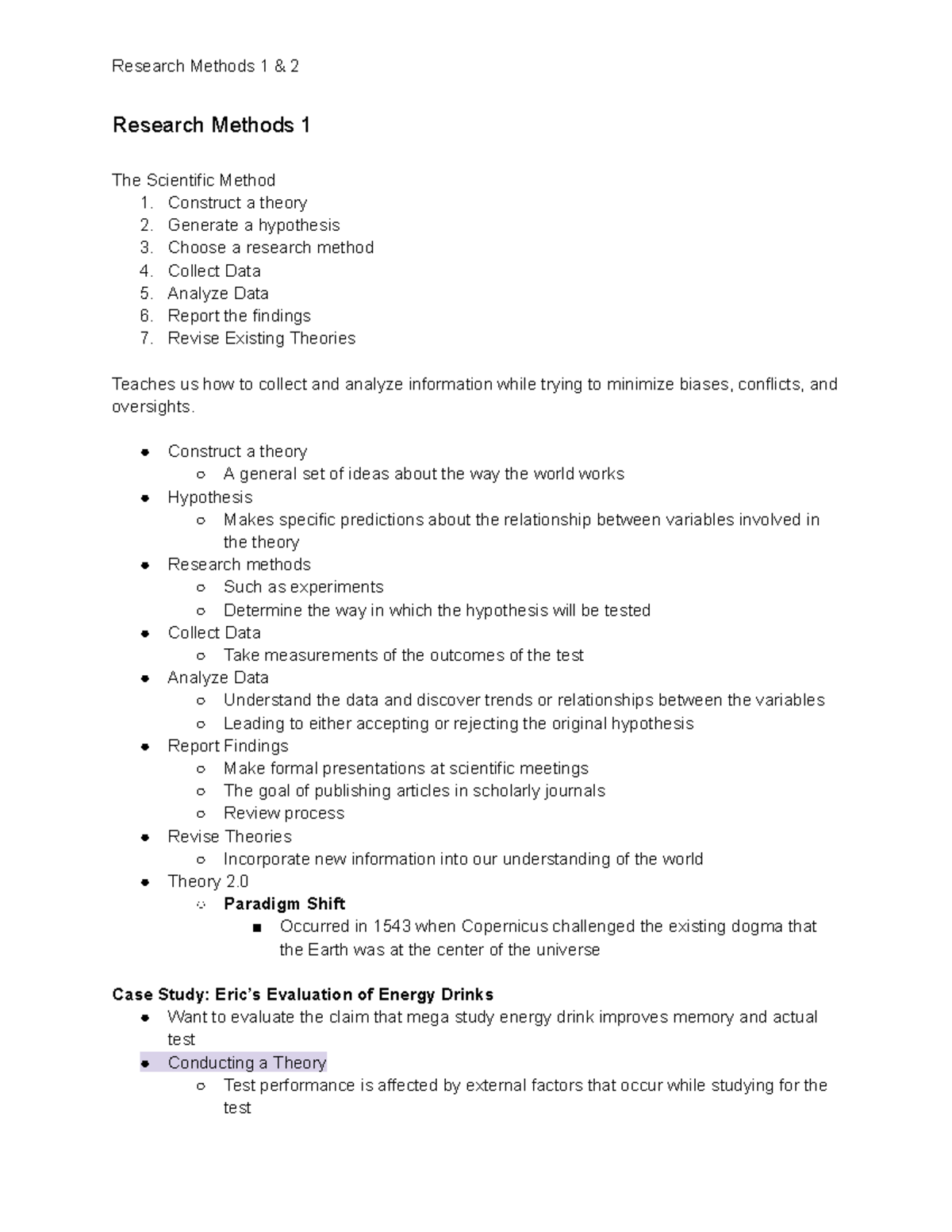 Psych 1 2 Research Methods: The Scientific Method & Case Studies - Studocu