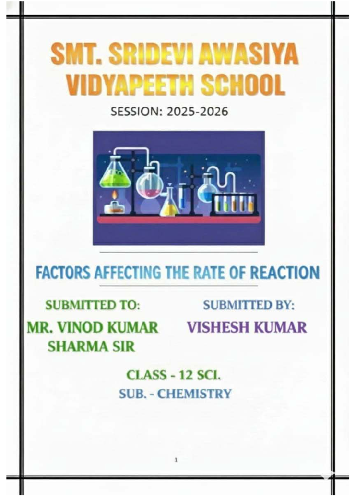 Class 12 chemistry - PROJECT FILES - Chemistry class 12 - Studocu
