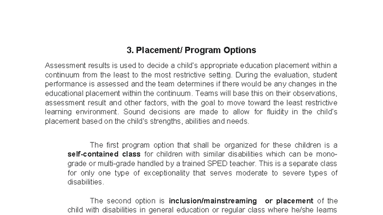 Placement, Accommodations & Parental Involvement in SPED (EDU 101 ...