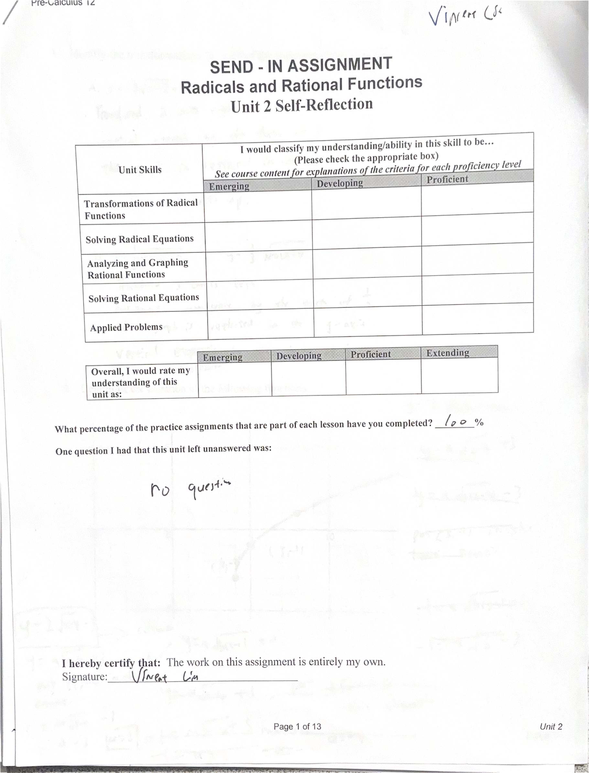 Unit 2 Math Skills Assessment: Radicals & Rational Functions (12) - Studocu