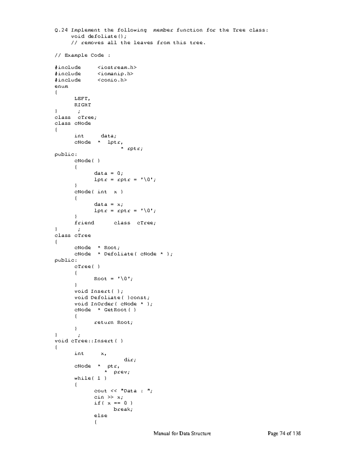 Data Structure tree class - Manual for Data Structure Page 74 of 138 Q ...