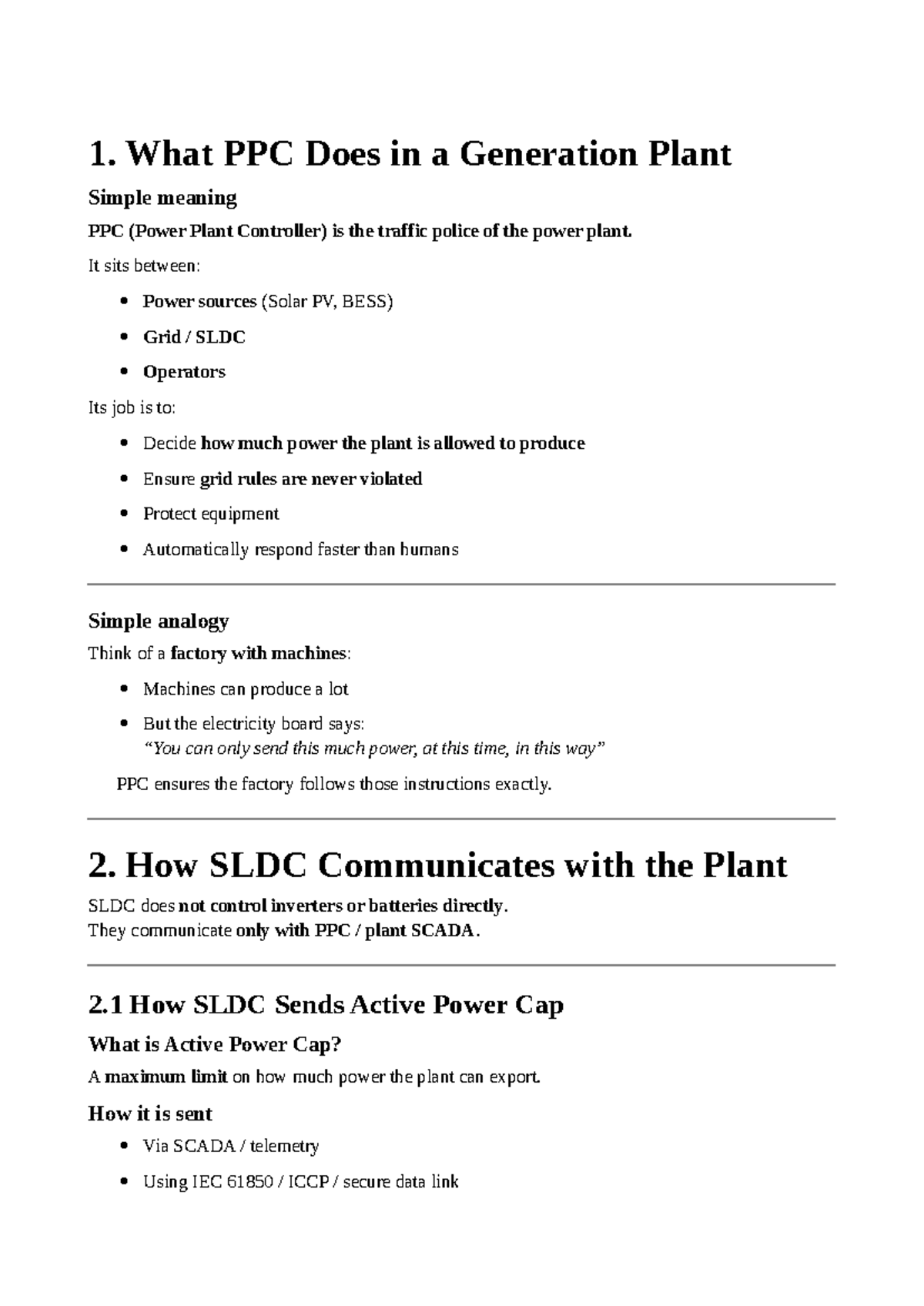 PPC Basics: Understanding Power Plant Control (PPC) Functions - Studocu