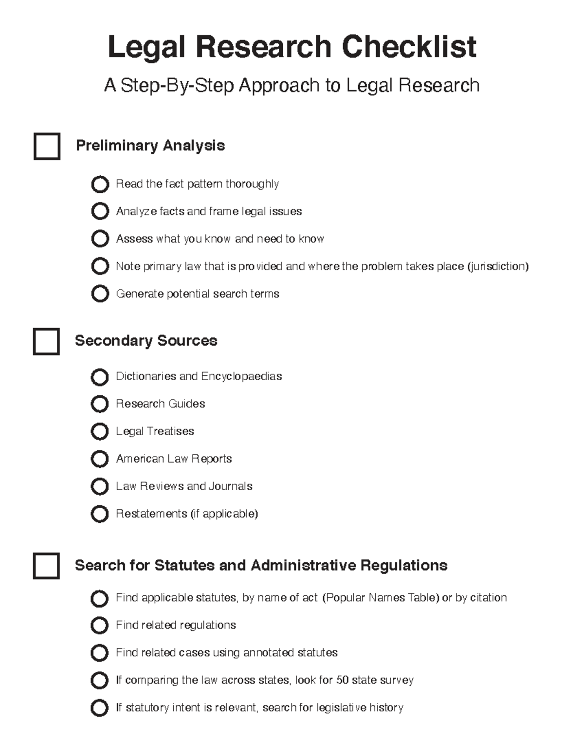 Legal Research Checklist: A Step-By-Step Guide for Effective Research ...