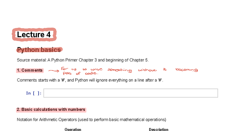 Lecture 4: Python Basics - A Primer on Comments, Variables, and More ...