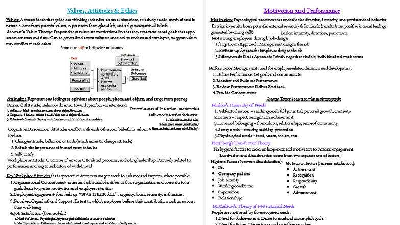 Midterm Study Guide: Motivation, Performance, and Workplace Attitudes ...