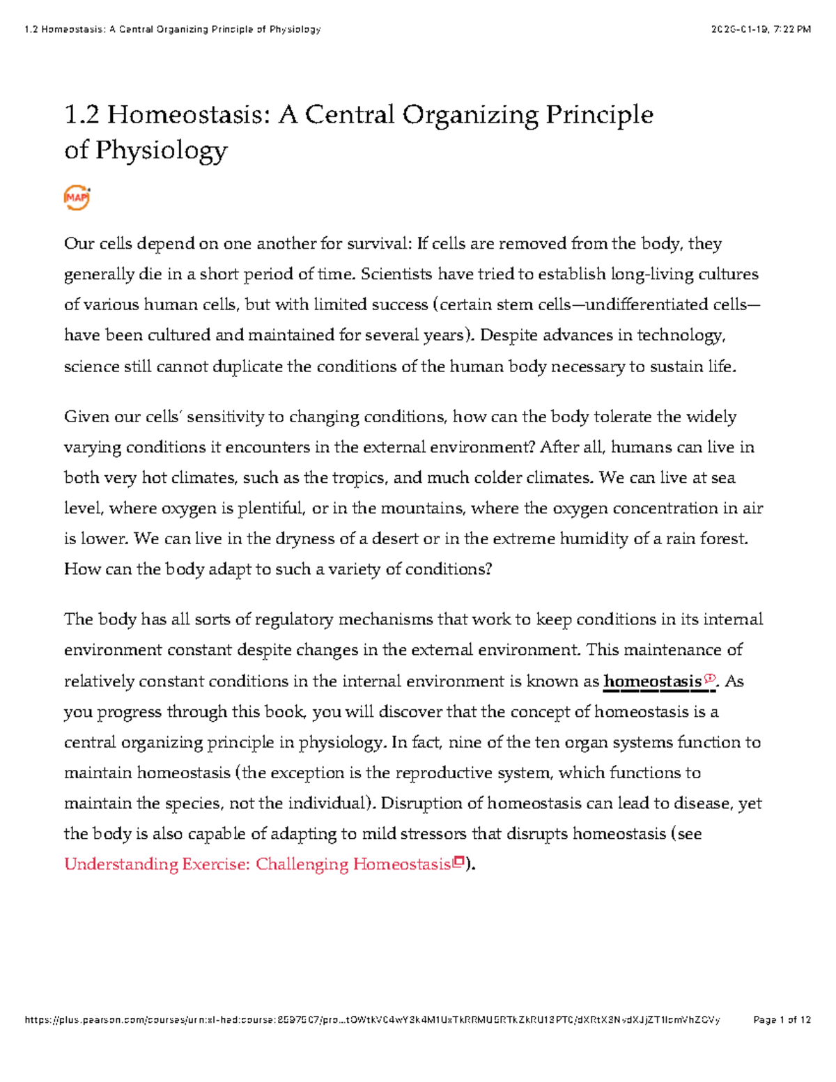 1.2 Homeostasis: A Central Organizing Principle of Physiology - Studocu