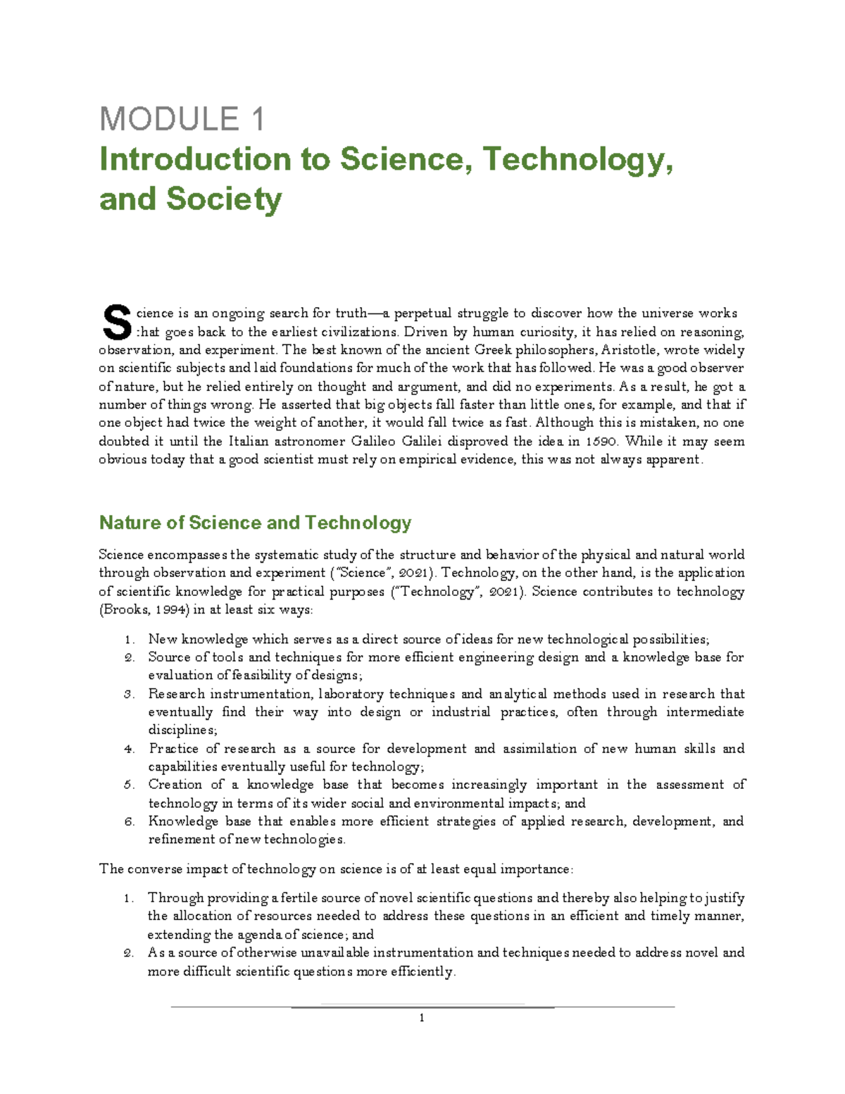 Module 1 STS - science technology and society - MODULE 1 Introduction ...