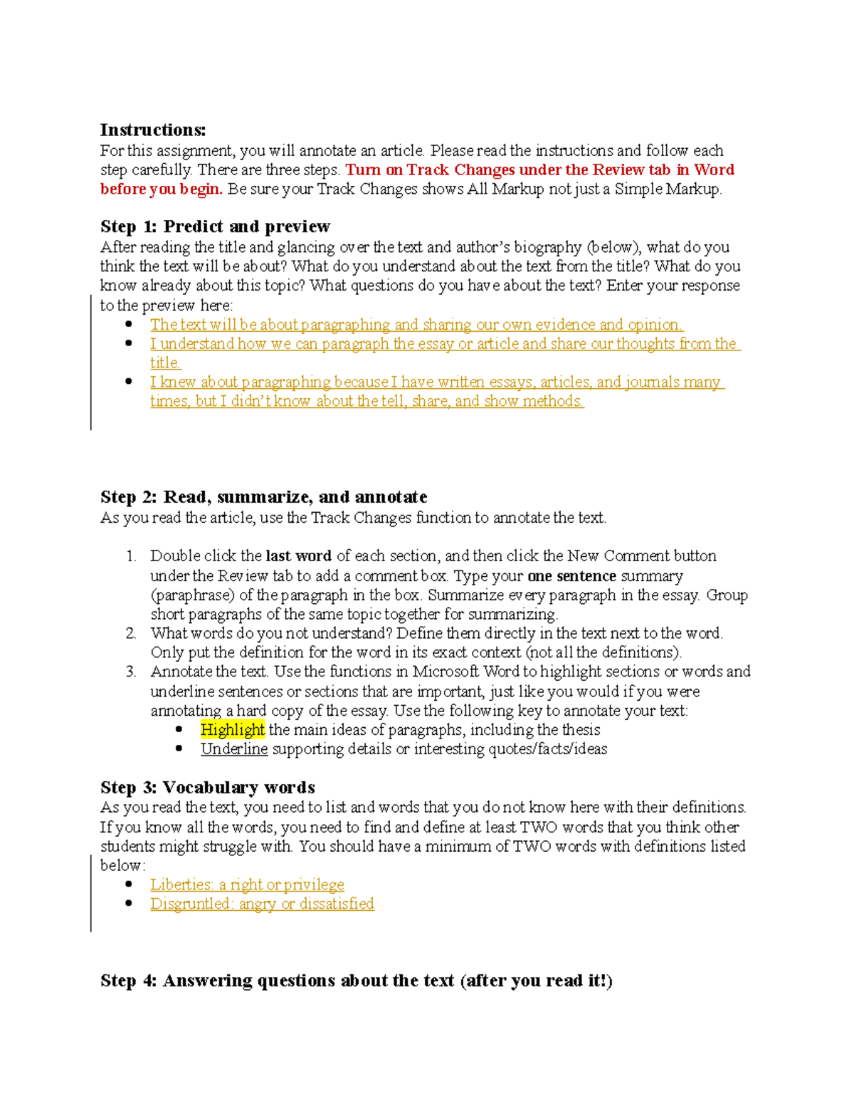 Annotated Guide on Paragraphing & the Tell, Show, Share Method (ENG101 ...