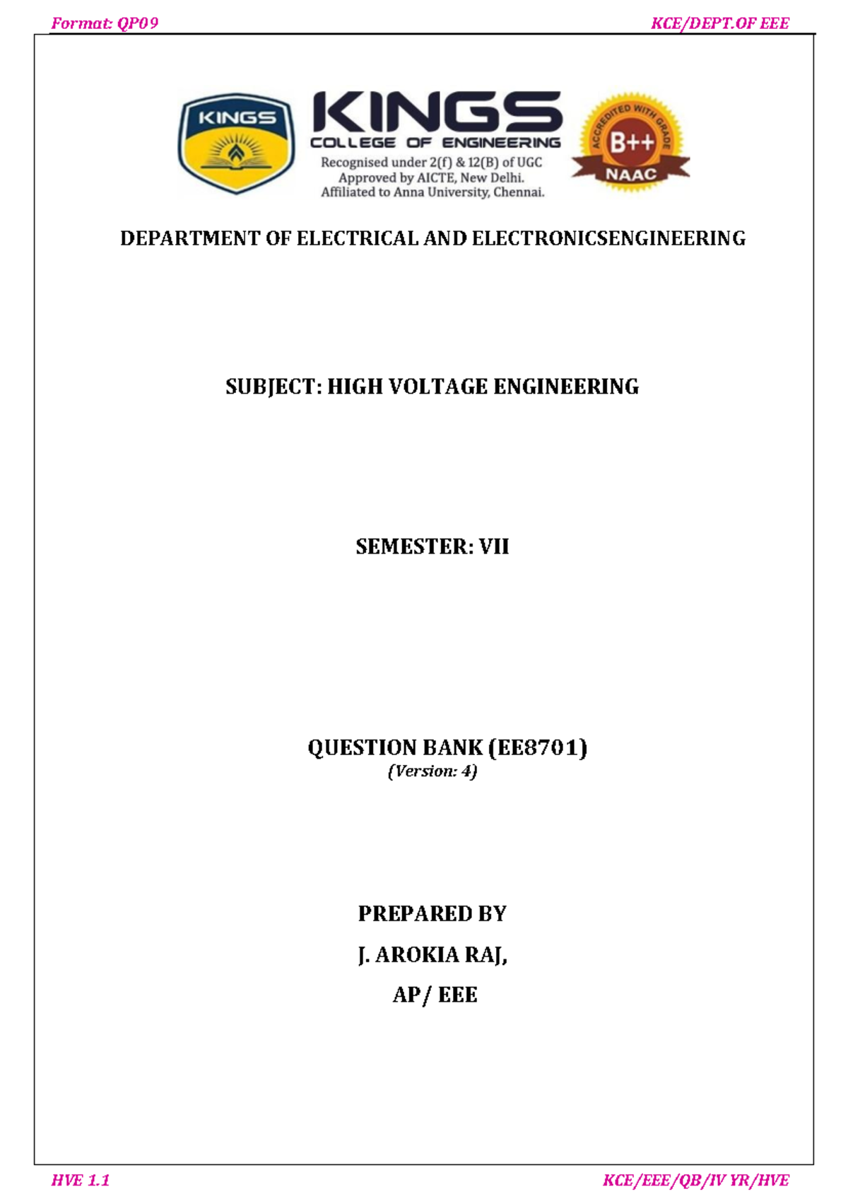 High Voltage Engineering Question Bank - EE8701 HVE IV Year - Studocu