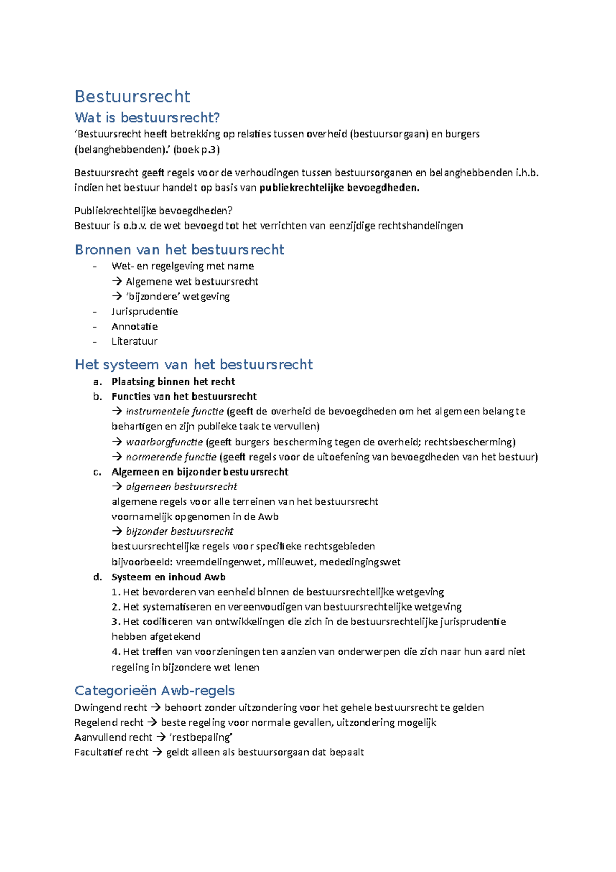 Samenvatting Bestuursrecht en Bestuurskunde (BSK-101) - Studeersnel