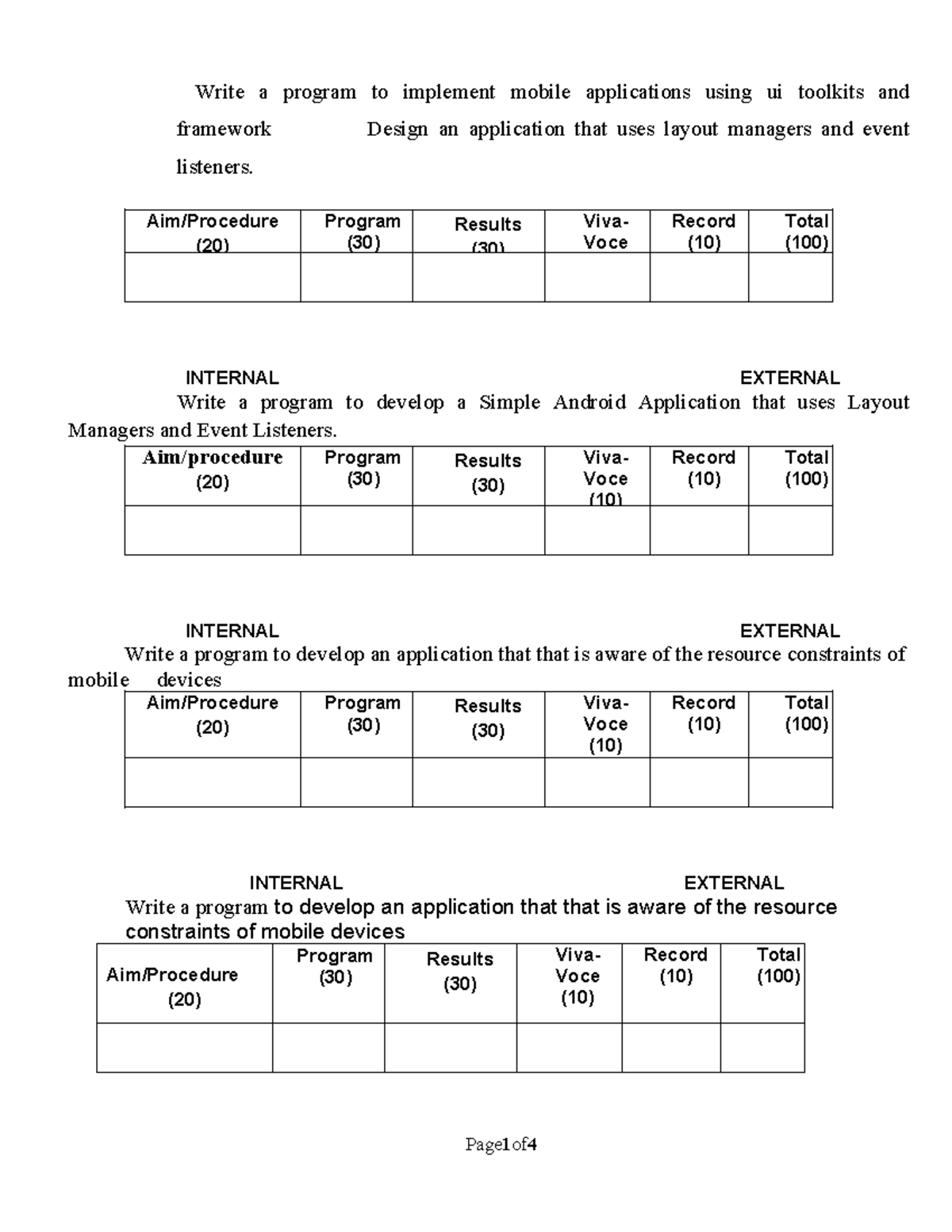 MCA Practical Question Set: Mobile App Development & UI Frameworks - Studocu