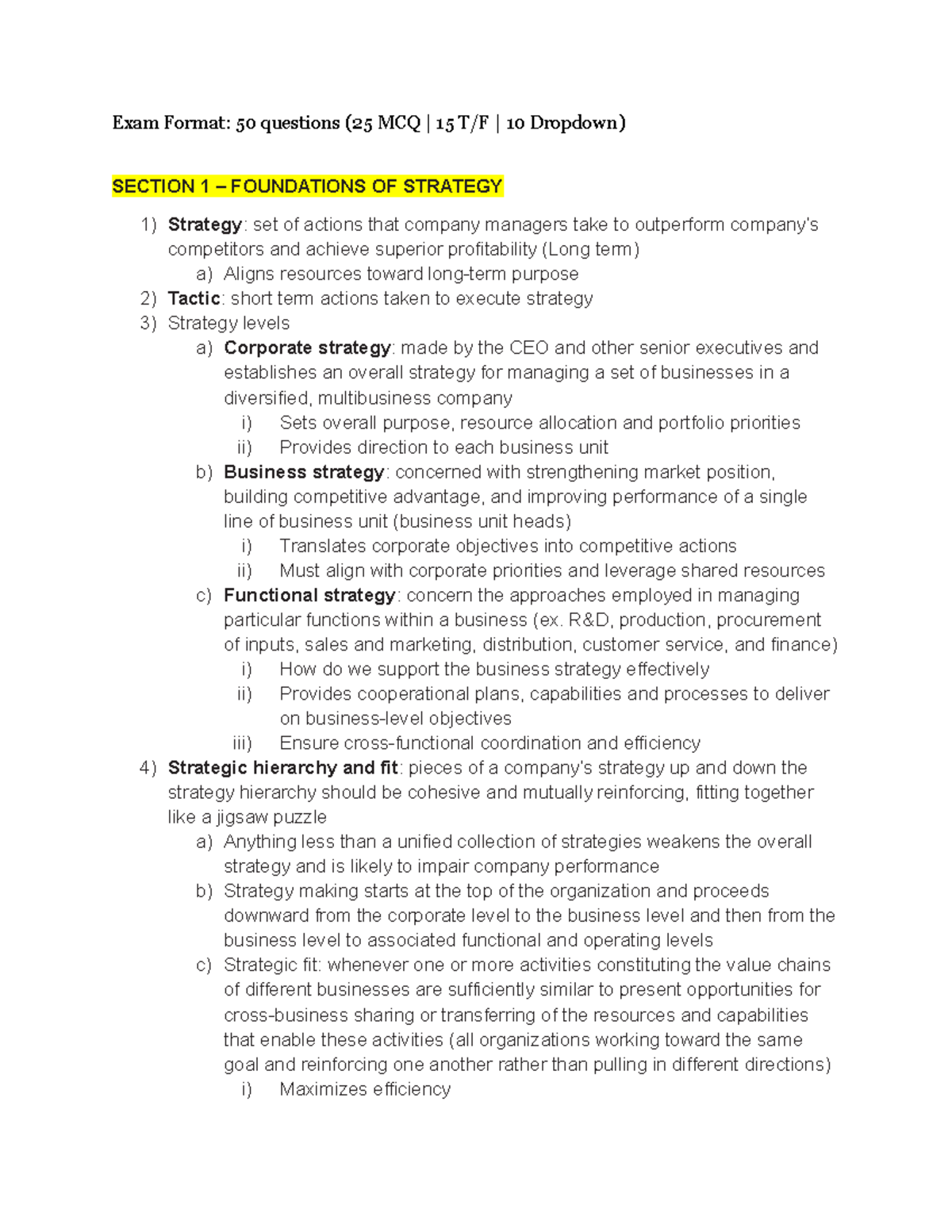 BUS 475 Strategy Midterm Study Guide: Key Concepts & Strategies - Studocu