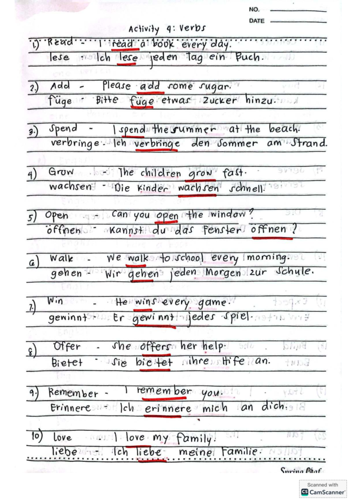 German 101: Activity 4 - Verbs Practice and Examples - Studocu