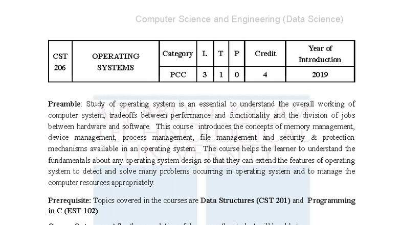 CST 206 Operating Systems: Concepts and Management Techniques - Studocu
