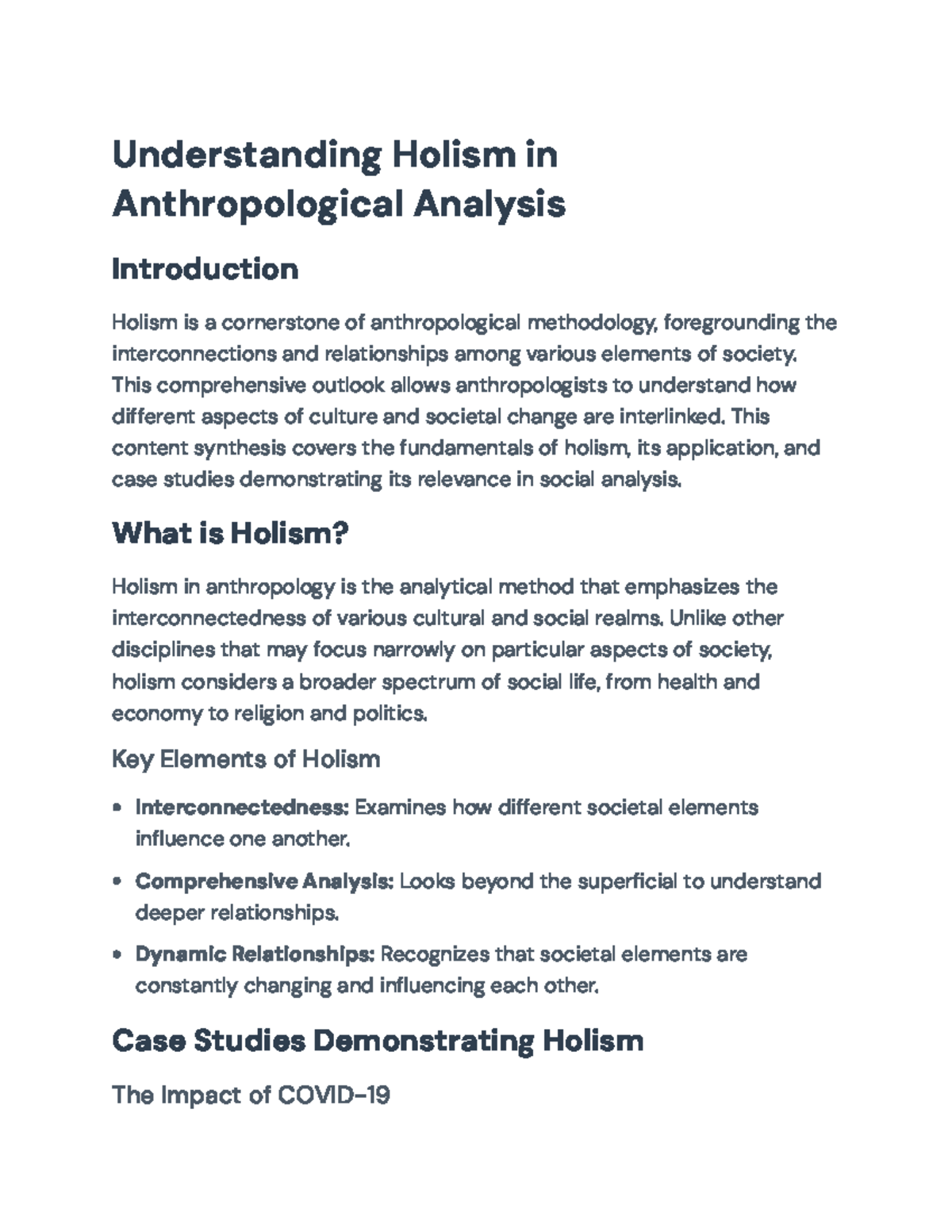 Understanding Holism in Anthropology: Key Elements and Case Studies ...