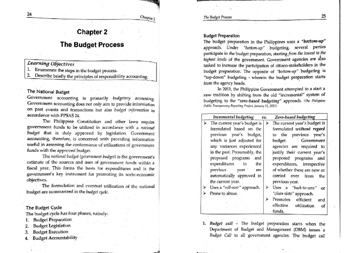 Gov Acctg 2 - STUDY - 24 Chapter 2 The Budget Process 25 Chapter 2 Budget Preparation The Budget ...