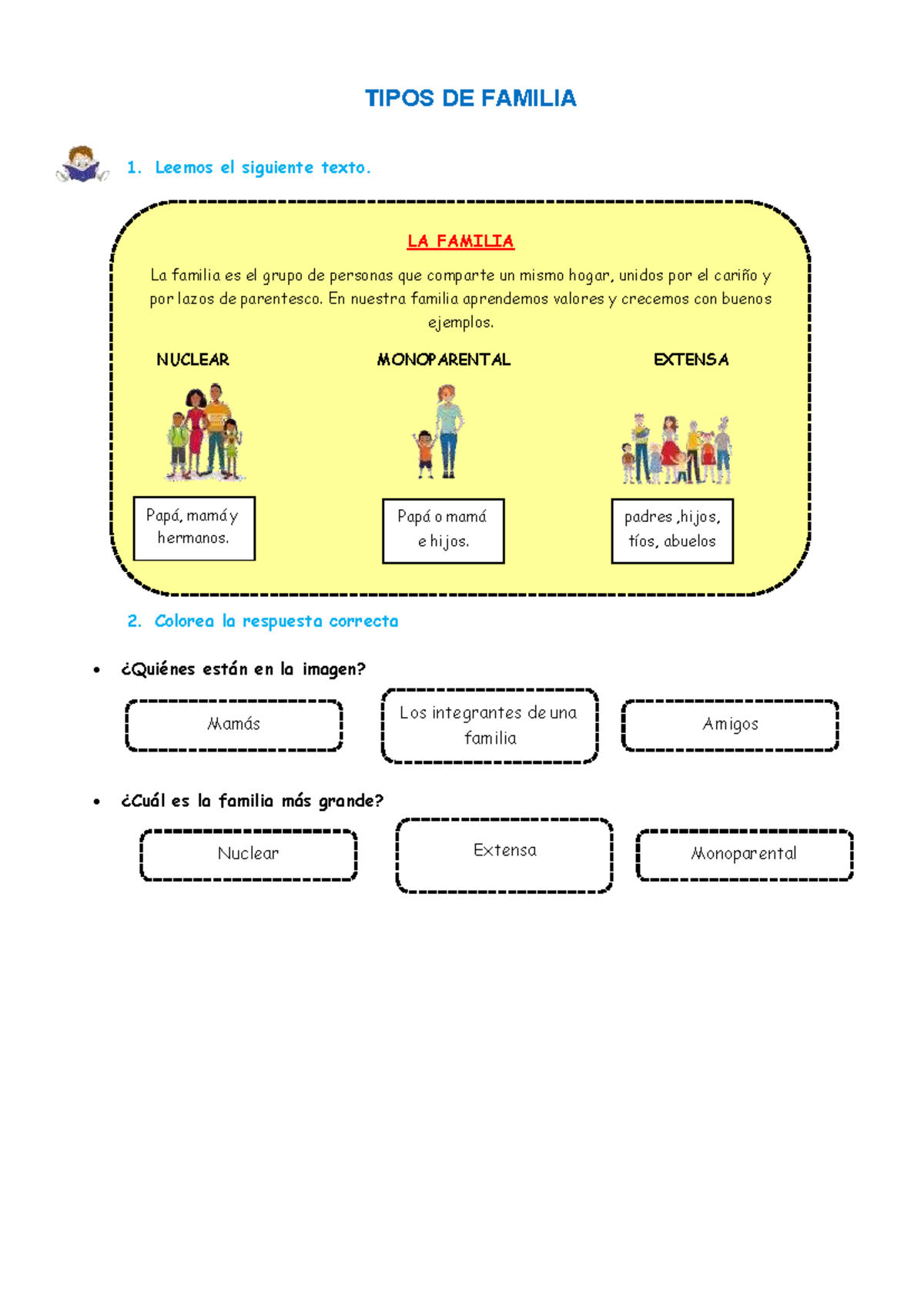 TIPOS DE FAMILIA: NUCLEAR, MONOPARENTAL Y EXTENSA - SESION DE ...